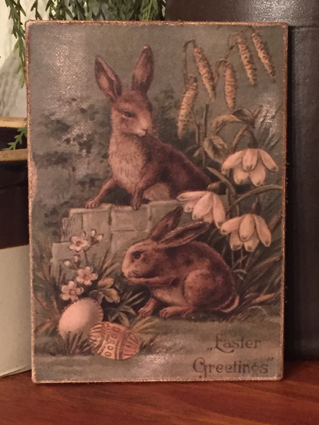 Handmade Primitive Antique Reproduction Folk Art Easter Spring Bunny ...