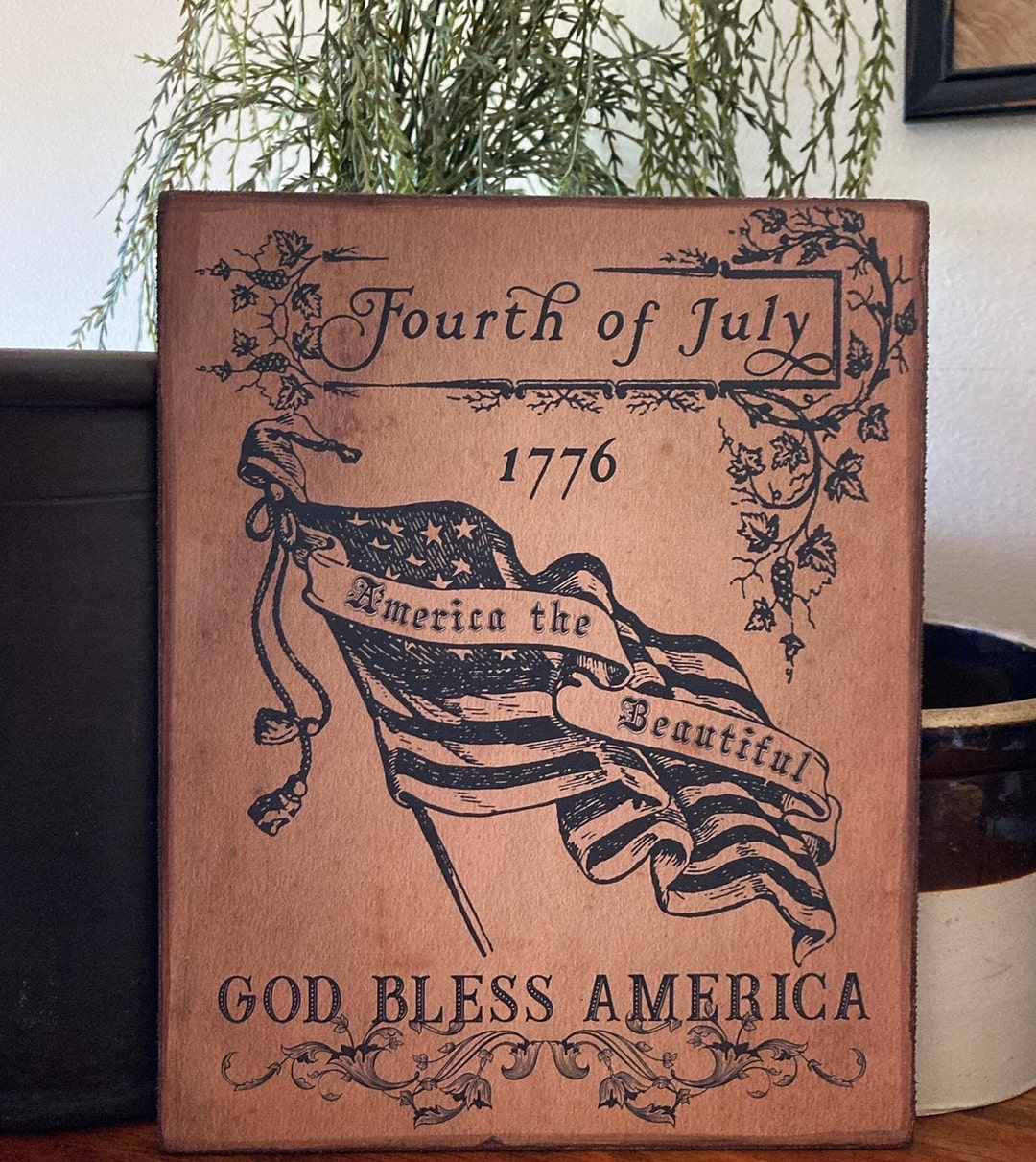 Handmade Independence Day Patriotic Primitive 4th of July God Bless ...