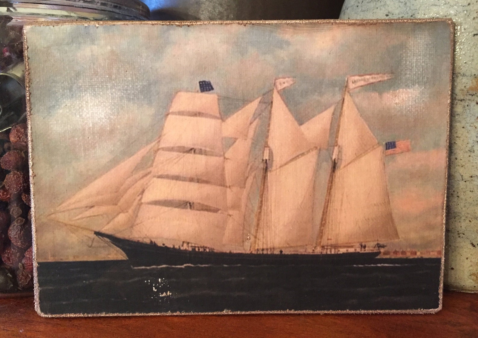 Handmade Antique Reproduction Primitive Ship With American - Etsy