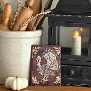 Handmade Primitive Turkey Thanksgiving Fall Print on Canvas Board 5x7 ...