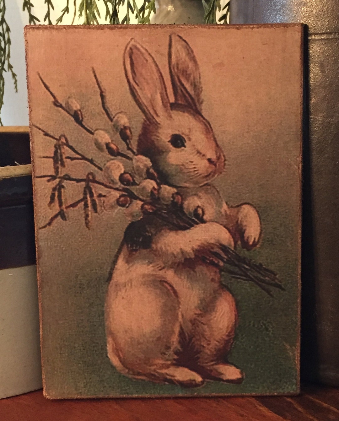 Handmade Antique Reproduction Primitive Folk Art White Bunny Rabbit ...