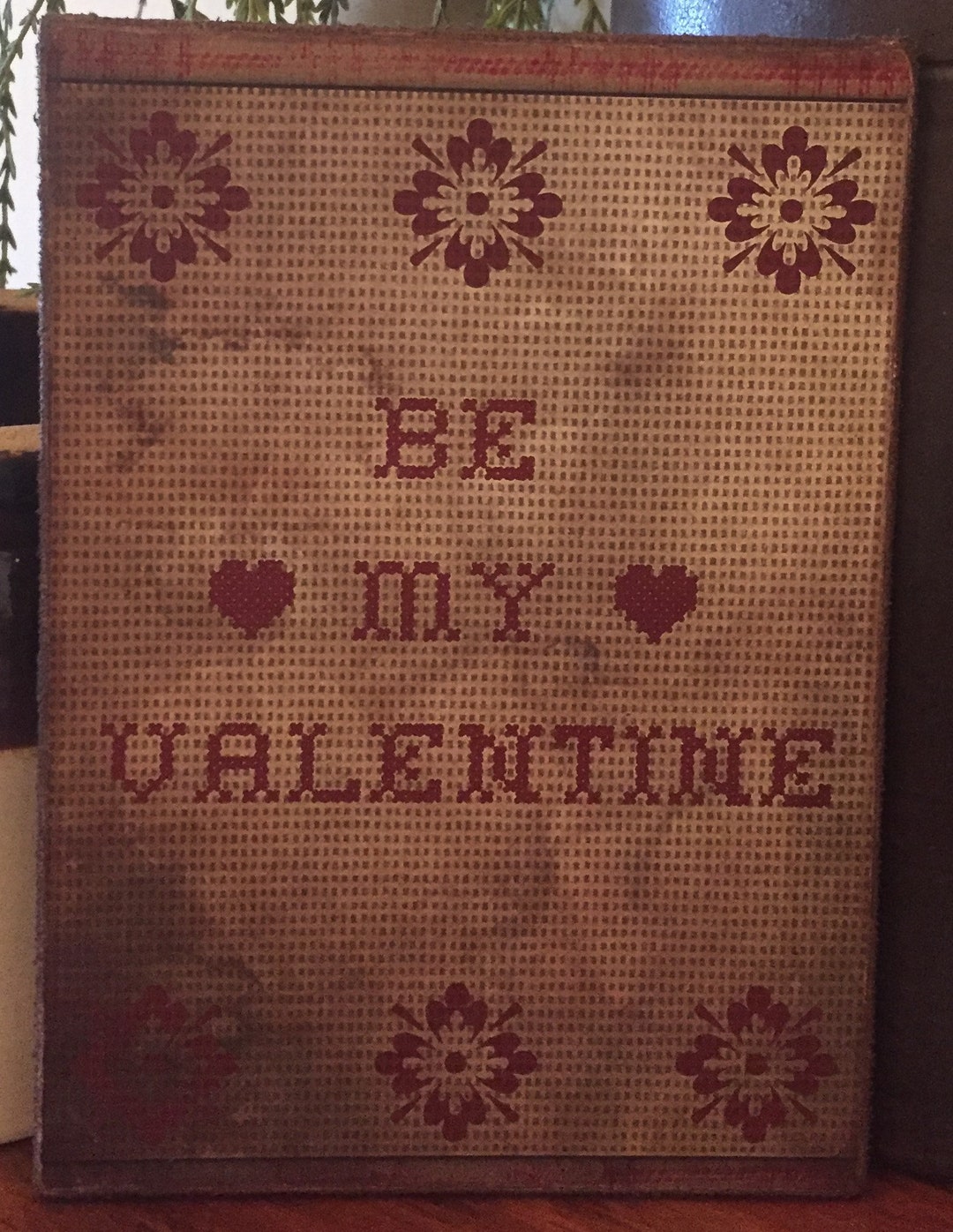 Handmade Primitive Folk Art Valentines Day Be My Valentine Heart Love ...