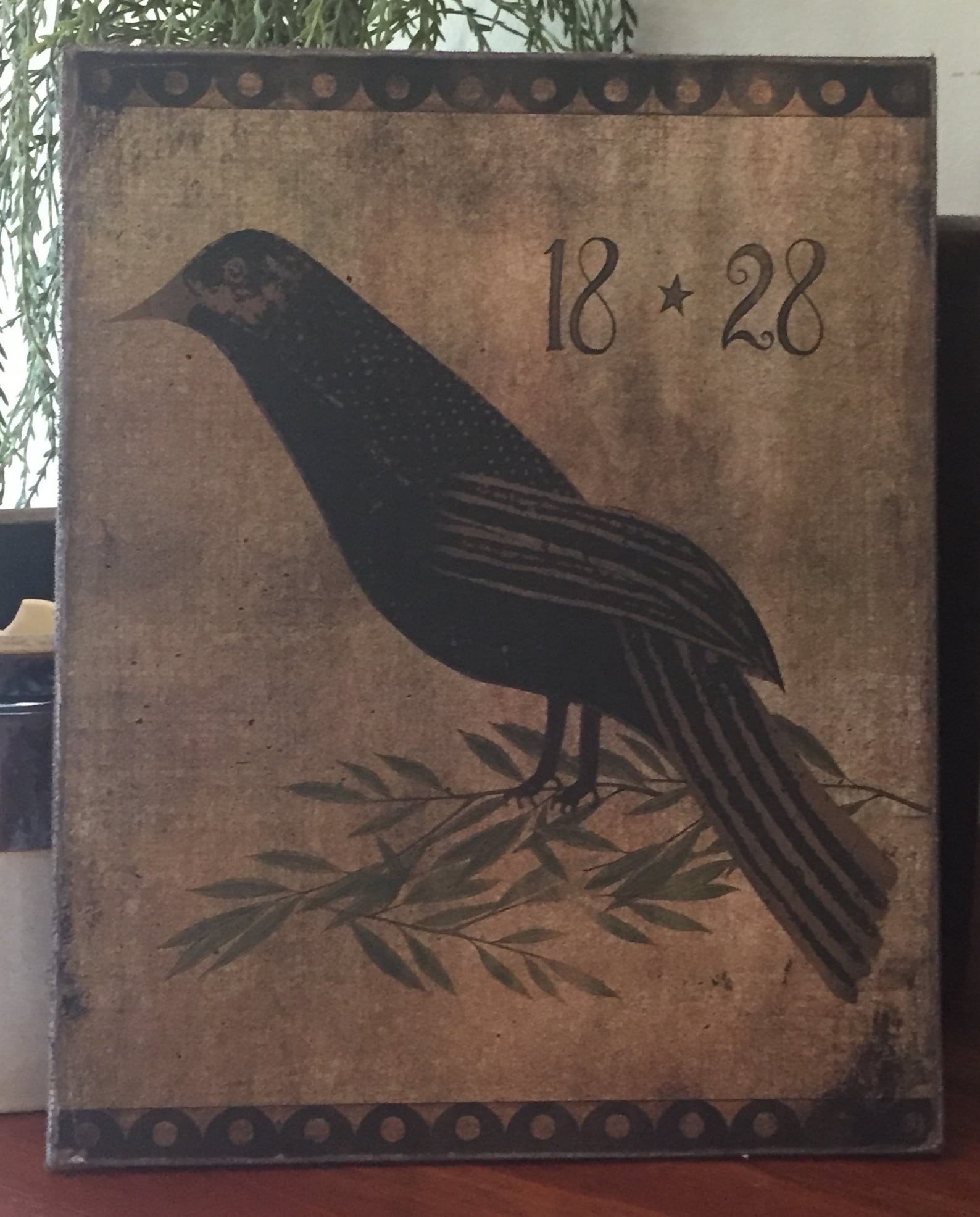 Handmade Primitive Folk Art Fall 1828 Black Crow Autumn Halloween Print ...