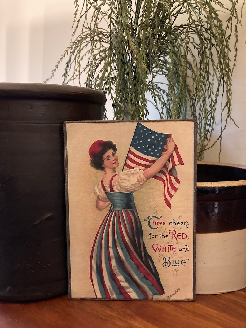 Handmade Lady Flag Independence Day Primitive Vintage 4th of July ...