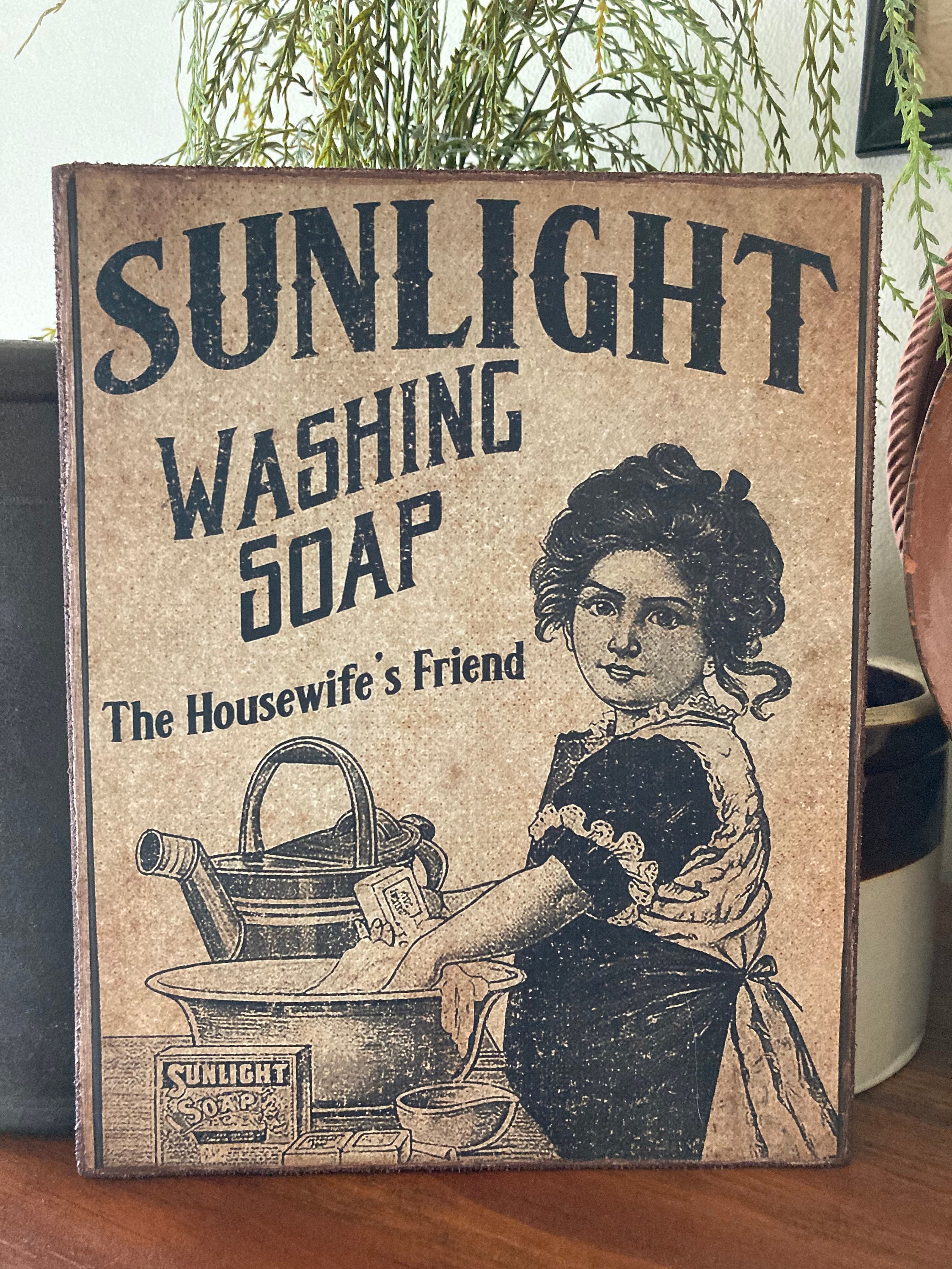 Handmade Vintage Laundry Soap Sign Primitive Folk Art Print on Canvas ...