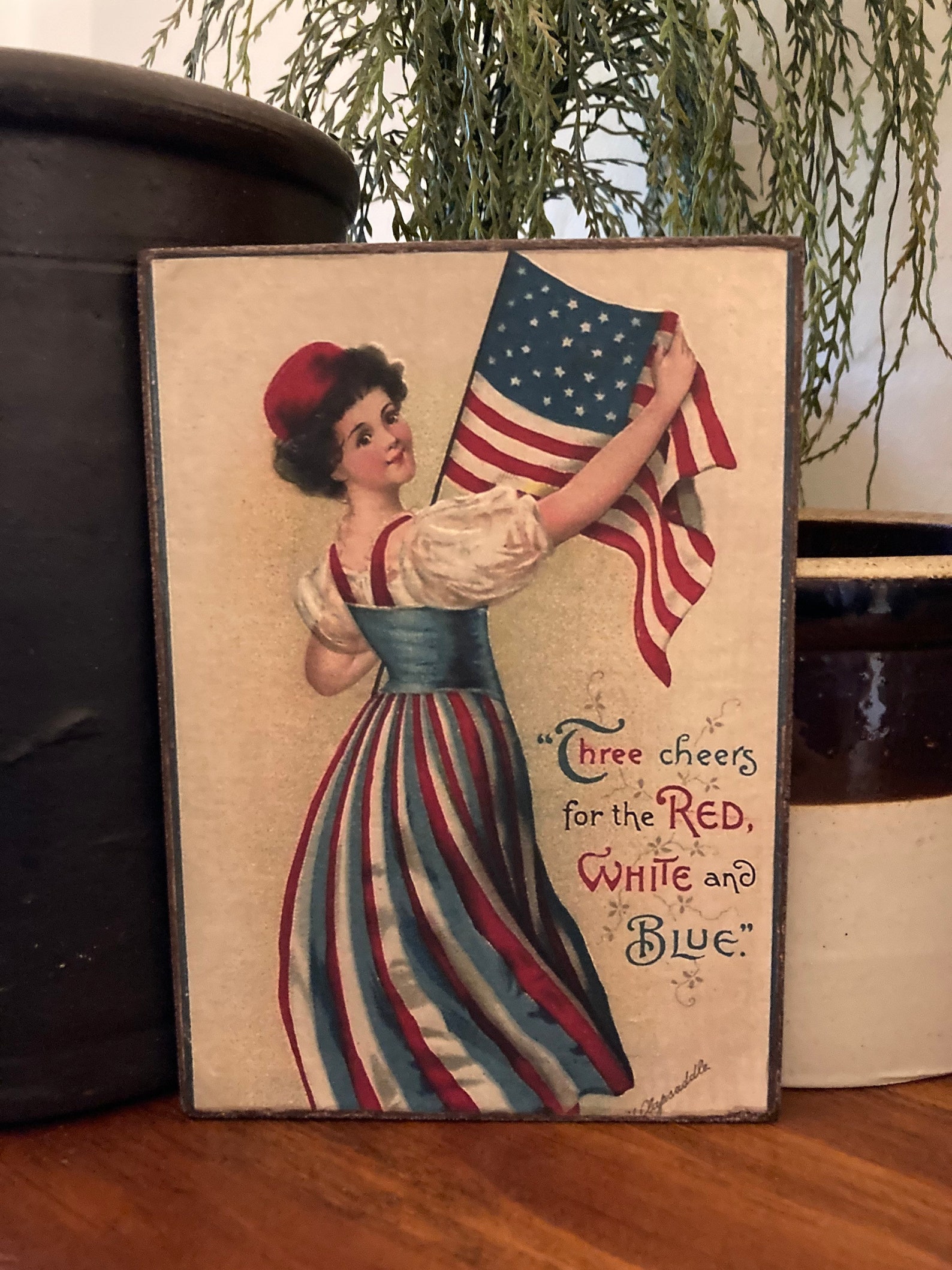 Handmade Lady Flag Independence Day Primitive Vintage 4th of July ...