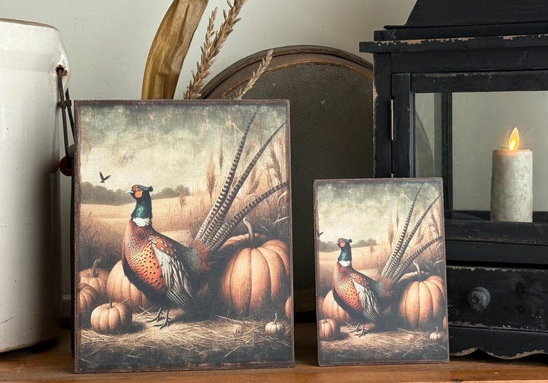 Handmade Primitive Pheasant Pumpkin Fall Thanksgiving Autumn Bird ...