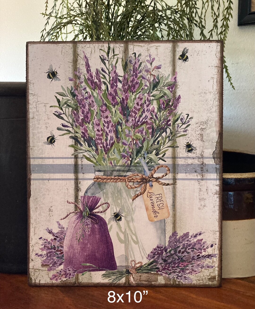 Handmade Primitive Farmhouse Spring Summer Lavender Flowers in a Jar ...