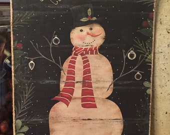Folk Art Snowman | Etsy