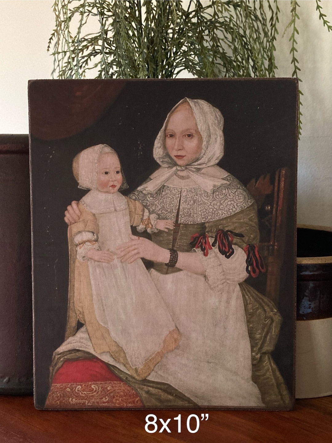 Handmade Antique Reproduction Primitive Folk Art Mother and Child Print ...