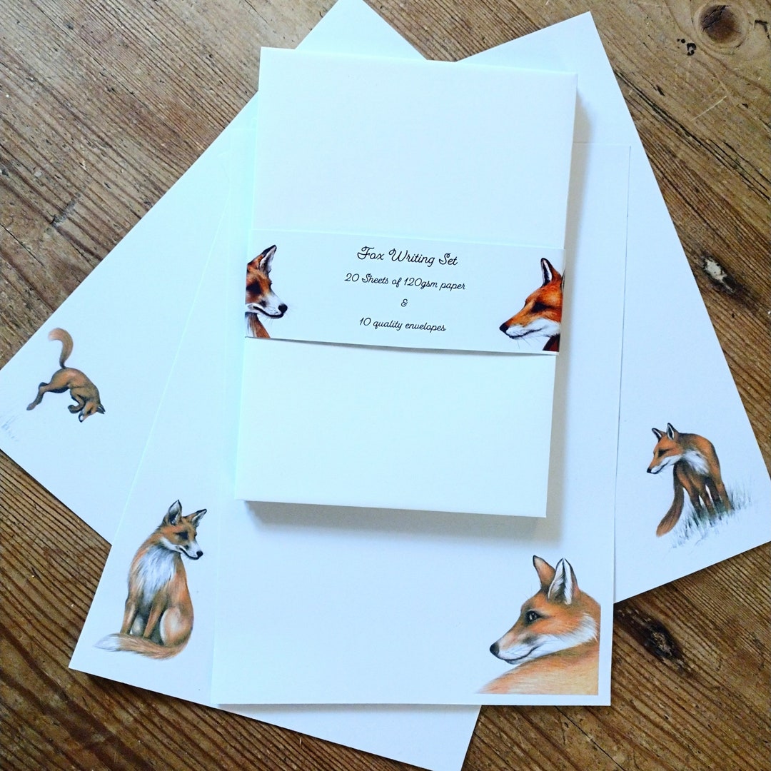 Fox Writing Paper 30 X 120gsm Sheets With Fox Designs and 10 Quality ...