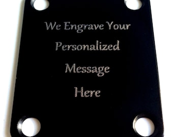 Custom Engraved Etched CHROME PLATED Guitar Neck Plate Personalized Fit ...