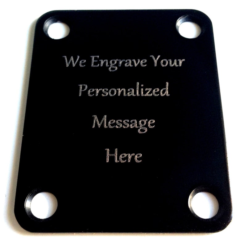 Custom Engraved Black Plated Steel Guitar Neck Plate - Etsy