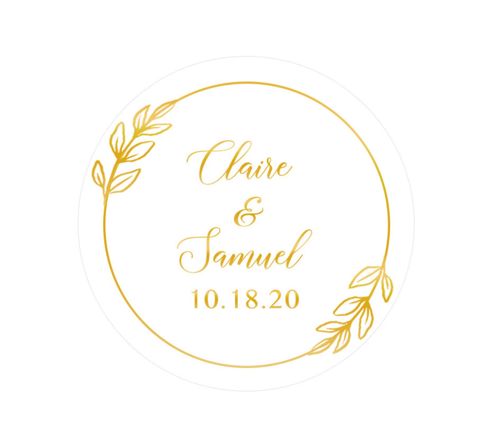2" Gold Foil Wedding Stickers Rose Gold Personalized Clear Favor ...