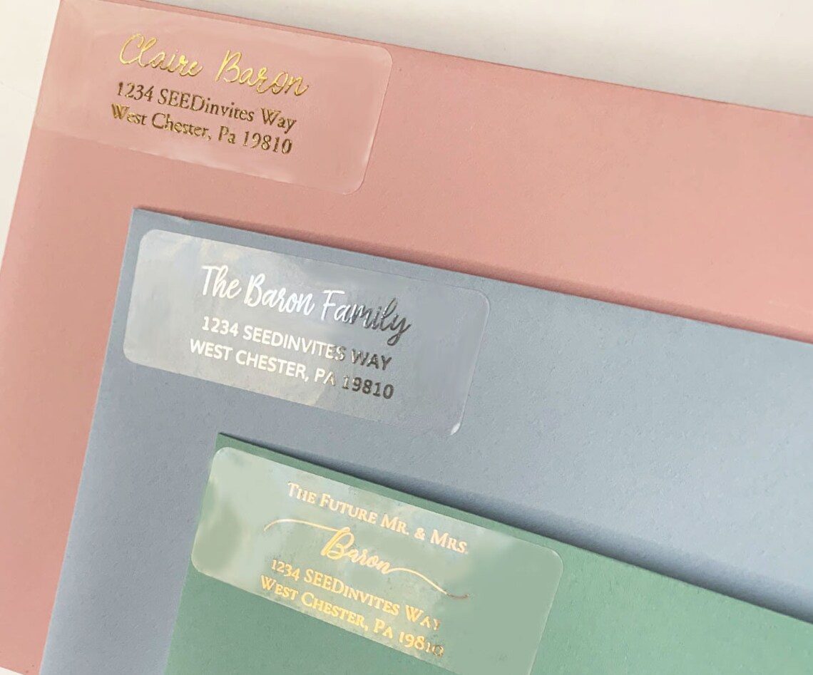 Foil Return Address Labels Clear Gold Foil Labels - Etsy