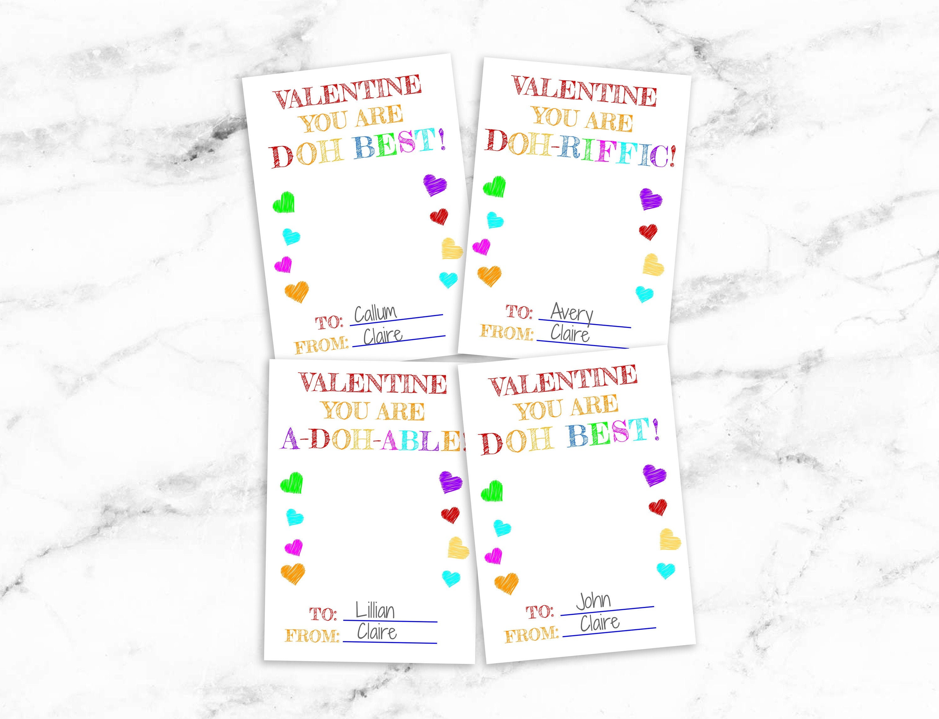 Kids Valentines Day Cards Playdoh Play-doh Valentines | Etsy