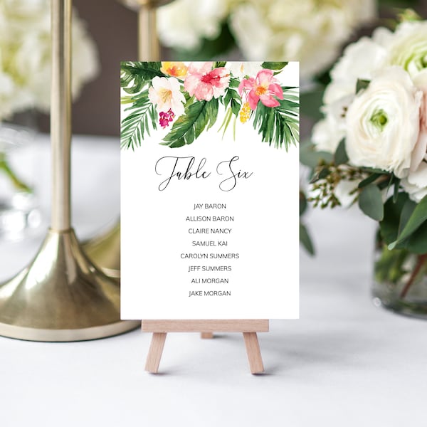 Table Numbers Wedding Tropical - Etsy
