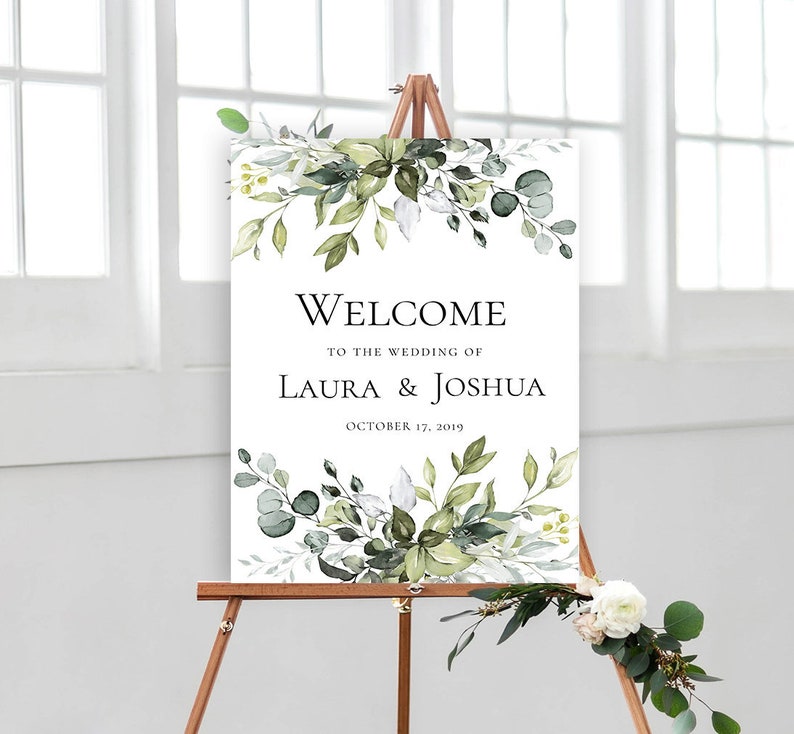 Greenery Wedding Welcome Sign Poster 18x24 or 24x36 Editable - Etsy