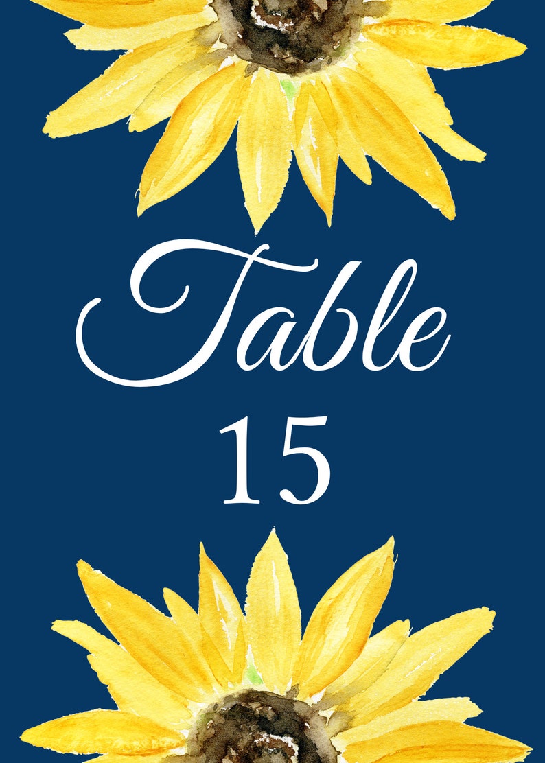 Sunflower Wedding Table Numbers Sign Sunflower Editable - Etsy