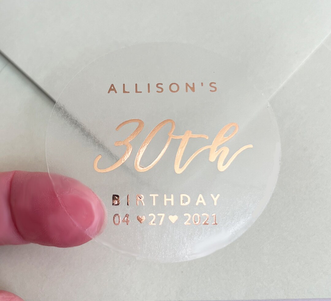2 Custom Real Foil Birthday Sticker Gold Rose Gold 30th Birthday Silver ...
