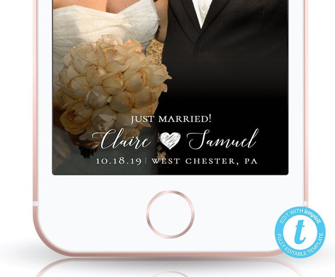 Wedding Snapchat Filter Just Married Wedding Snapchat Geofilter Wedding ...