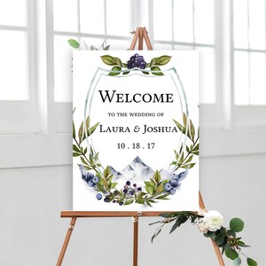 Mountain Wedding Welcome Sign Poster Watercolor Mountains - Etsy