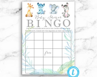 Baby Shower Game Who Knows Mommy Best Elephant Giraffe Safari Animals ...