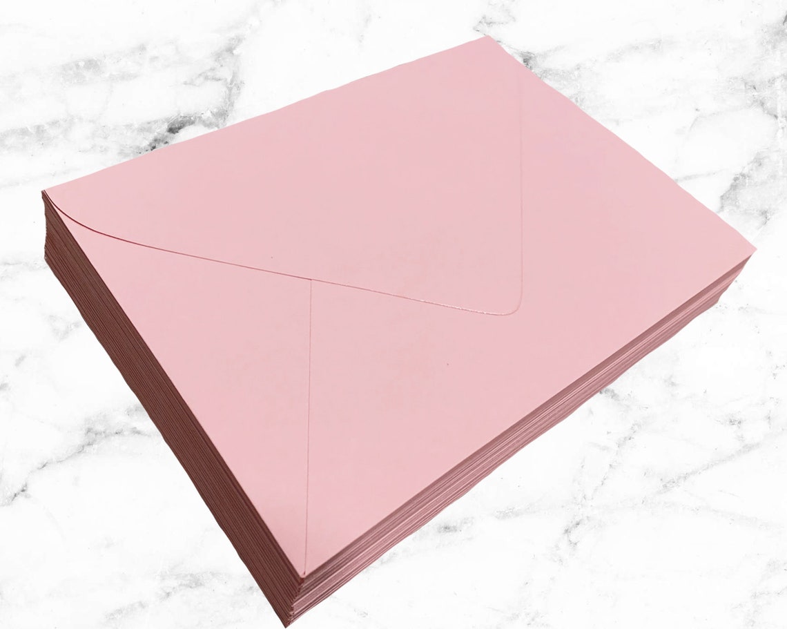 25 Pink A7 Envelopes, Baby Pink Envelope, Pointed Flap, 5x7 Pink ...