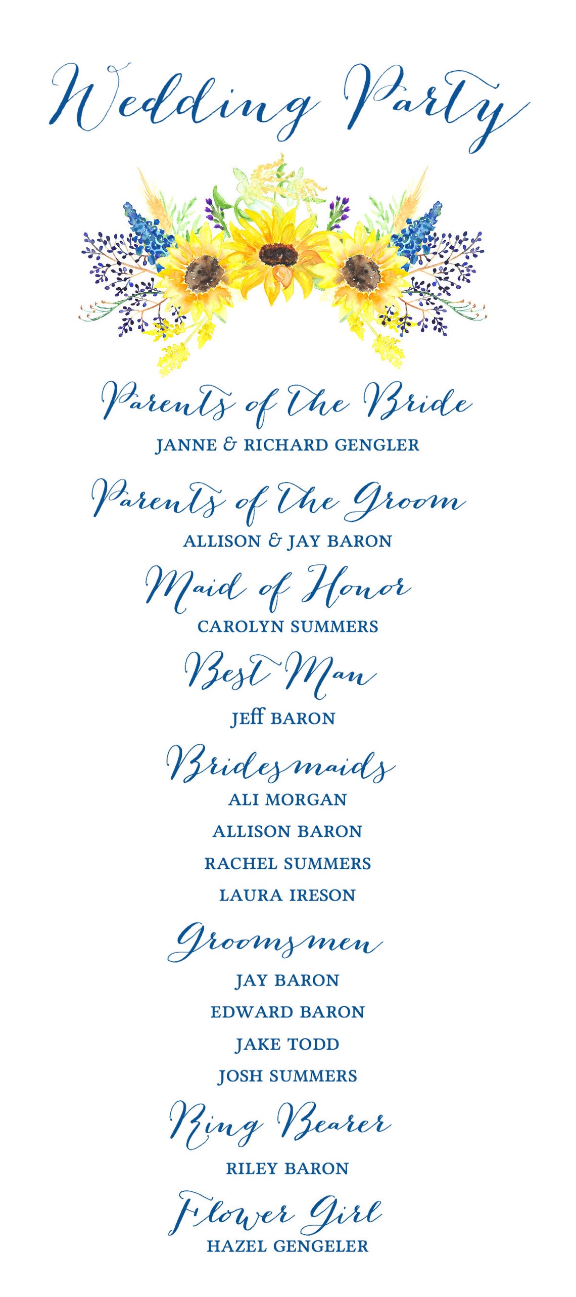 Sunflower Wedding Program Sunflower Ceremony Printable | Etsy