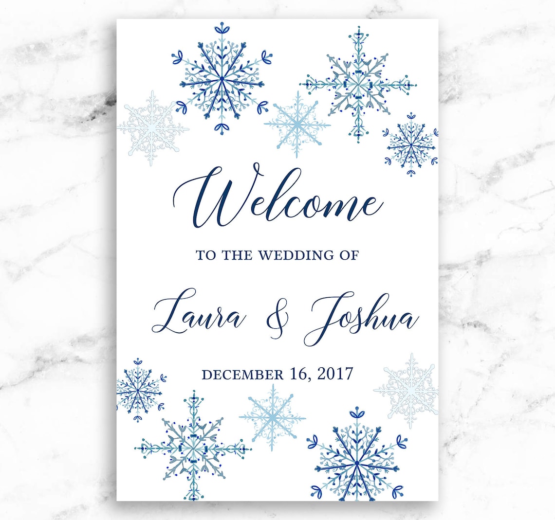 Snowflake Wedding Welcome Sign Poster Winter Snowflake - Etsy