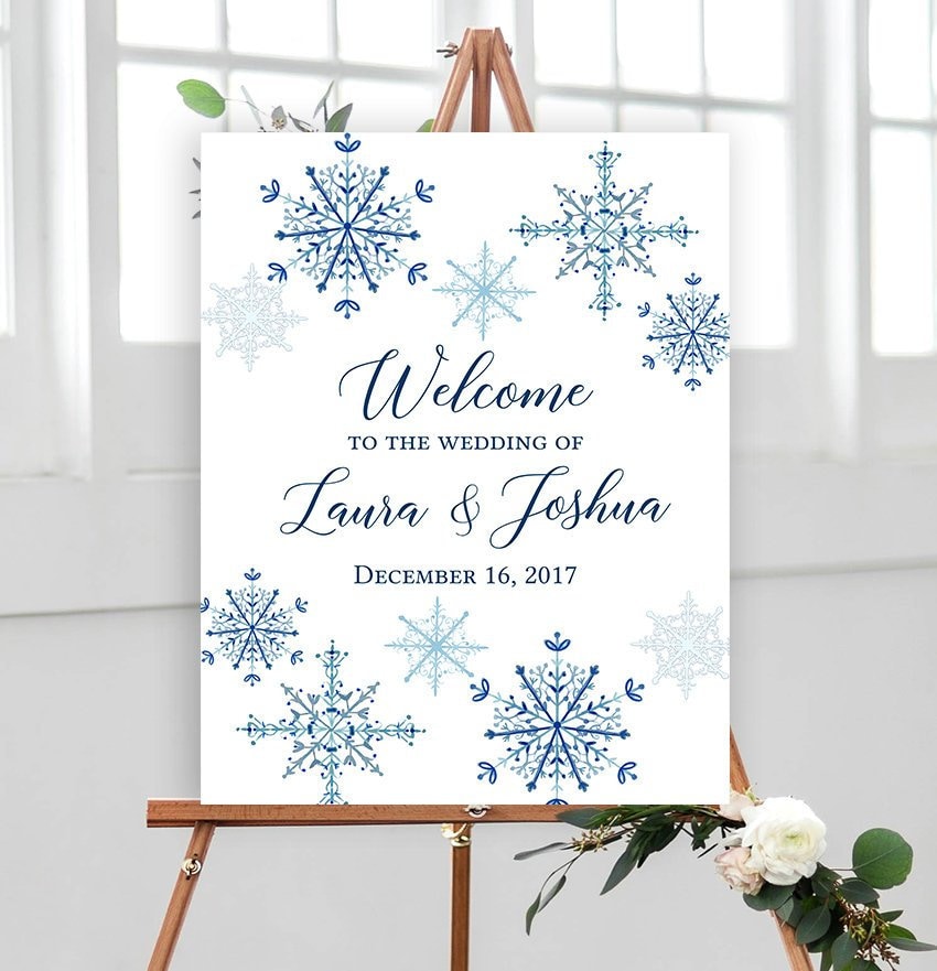 Snowflake Wedding Welcome Sign Poster Winter Snowflake - Etsy