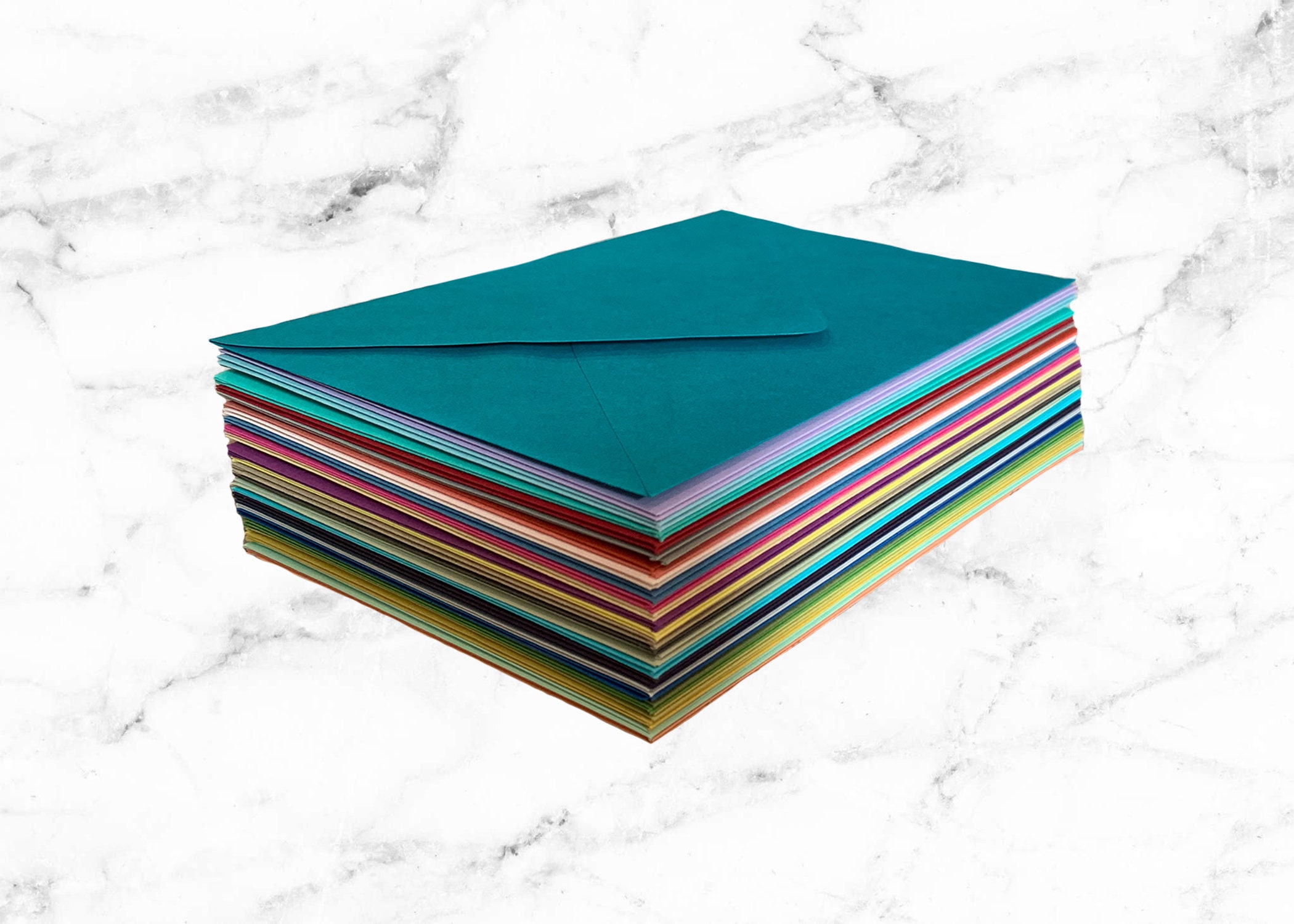 25 Mixed Color Envelope Set, 5x7 A7 Pointed Flap Envelopes, Invitation ...
