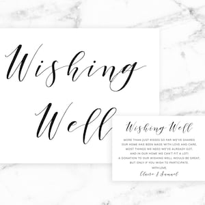 Wedding Wishing Well Card and Sign - Modern Script - Editable Instant ...
