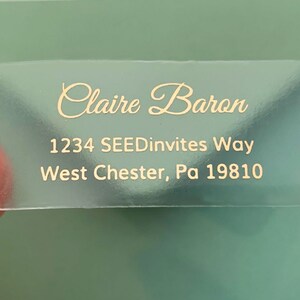 Foil Return Address Labels, Clear Gold Foil Labels, Calligraphy ...