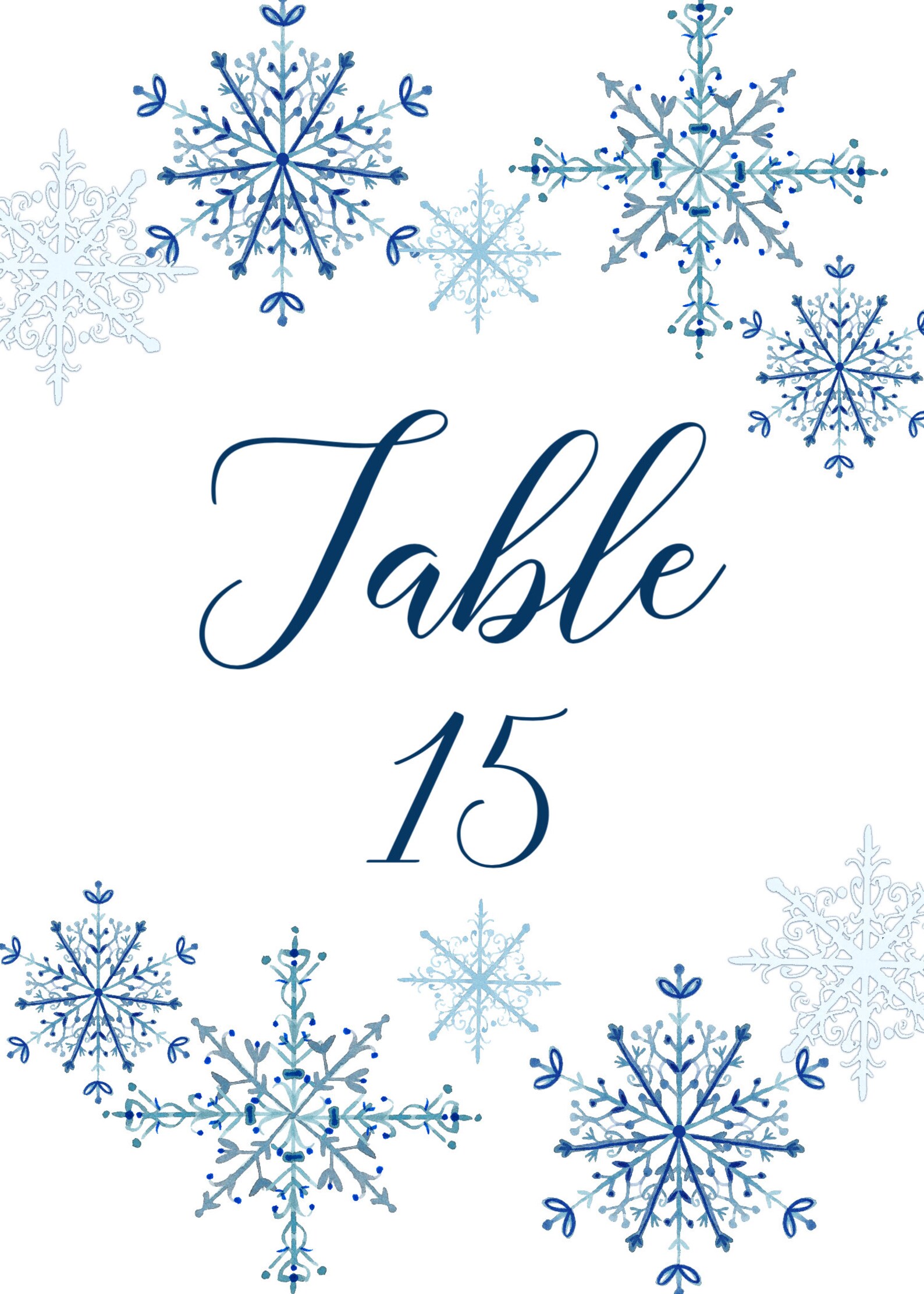 Wedding Table Numbers Sign Winter Snowflake Editable Table - Etsy