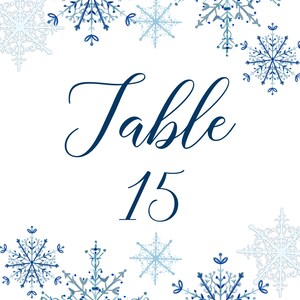Wedding Table Numbers Sign - Winter Snowflake - Editable Table Number ...