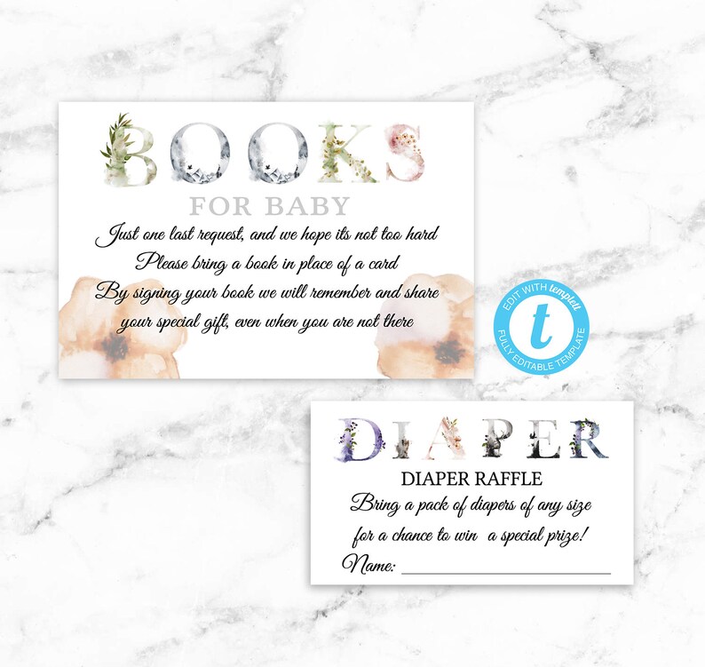 Baby Shower Invitation Add on Books for Baby & Diaper Raffle | Etsy