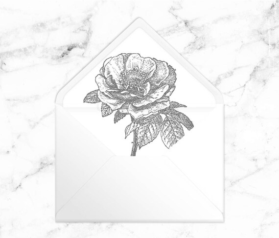 Flower Outline Envelope Liner Gray Flower Outline A7 5x7 | Etsy