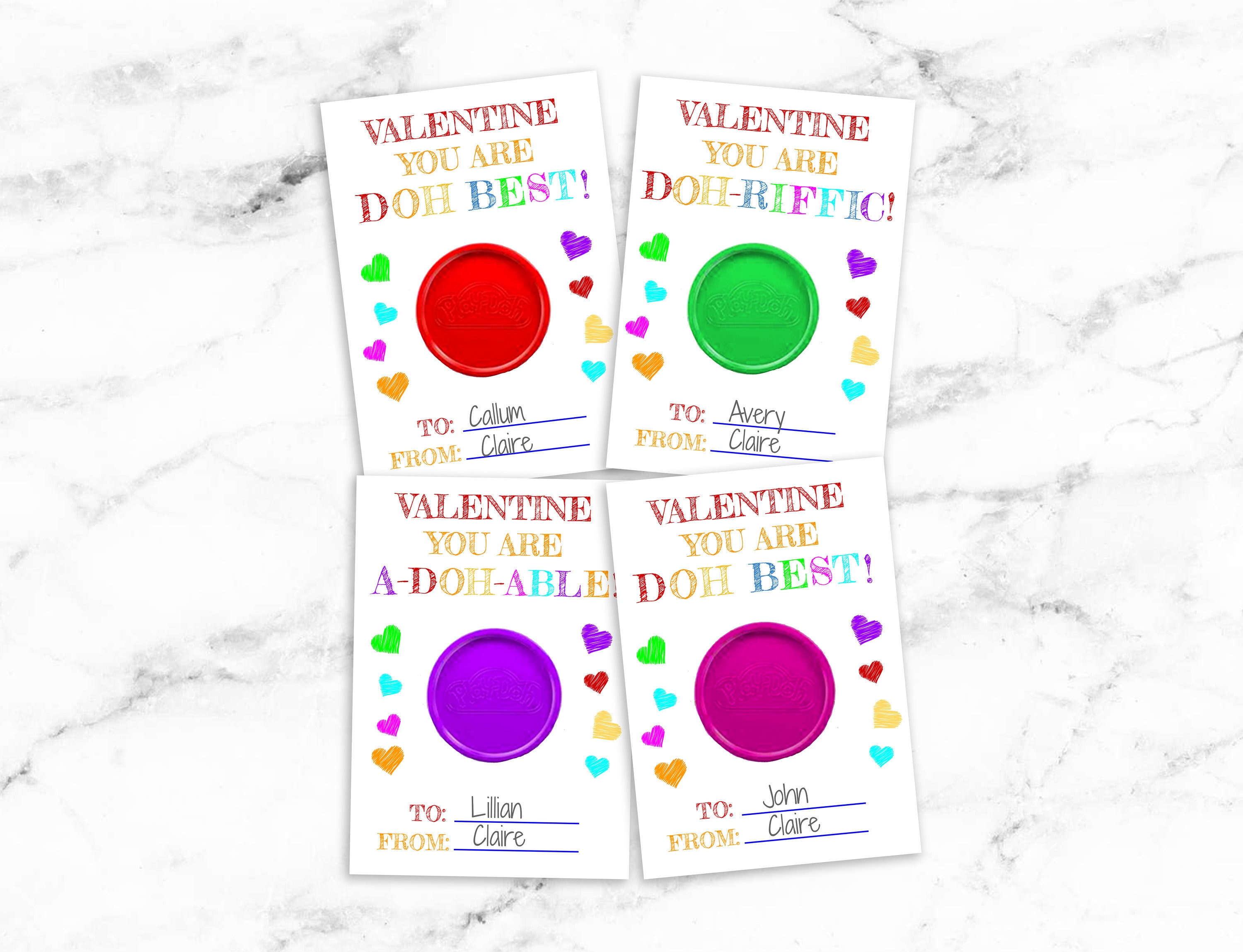 Kids Valentines Day Cards Playdoh Play-doh Valentines | Etsy