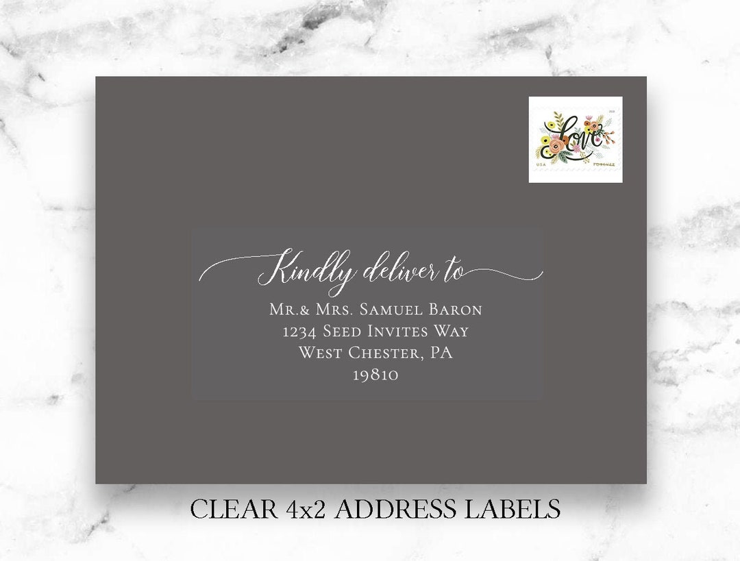 White Ink Wedding Guest Address Labels , Clear Labels, Address Printing ...