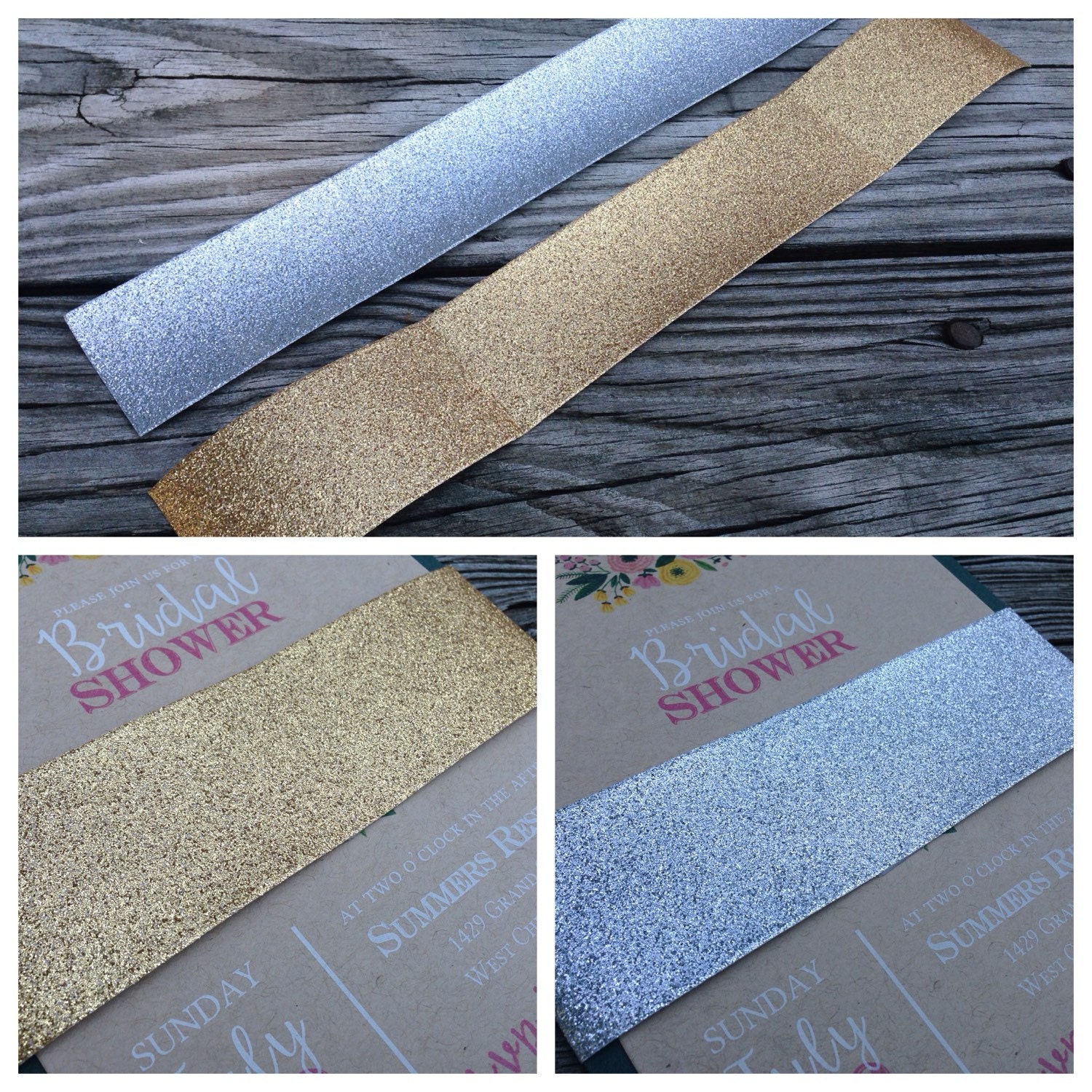 Glitter Belly Bands - Wedding Invitation Band - Fits 5x7 Invitation ...