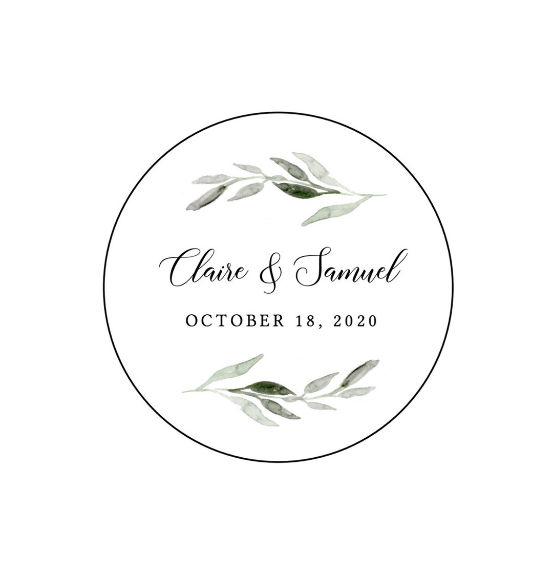 3" Greenery Wedding Sticker Personalized Favor Sticker Envelope Seals ...