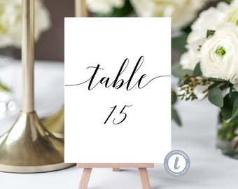 Caligraphy Wedding Table Numbers Sign Modern Script | Etsy