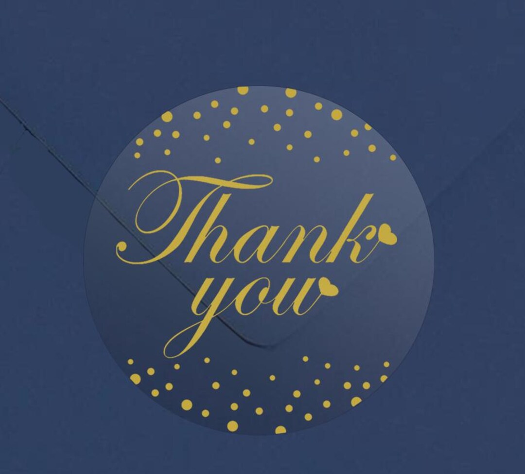 2" Gold Foil Wedding Sticker - Thank You Heart Design - Gold ...