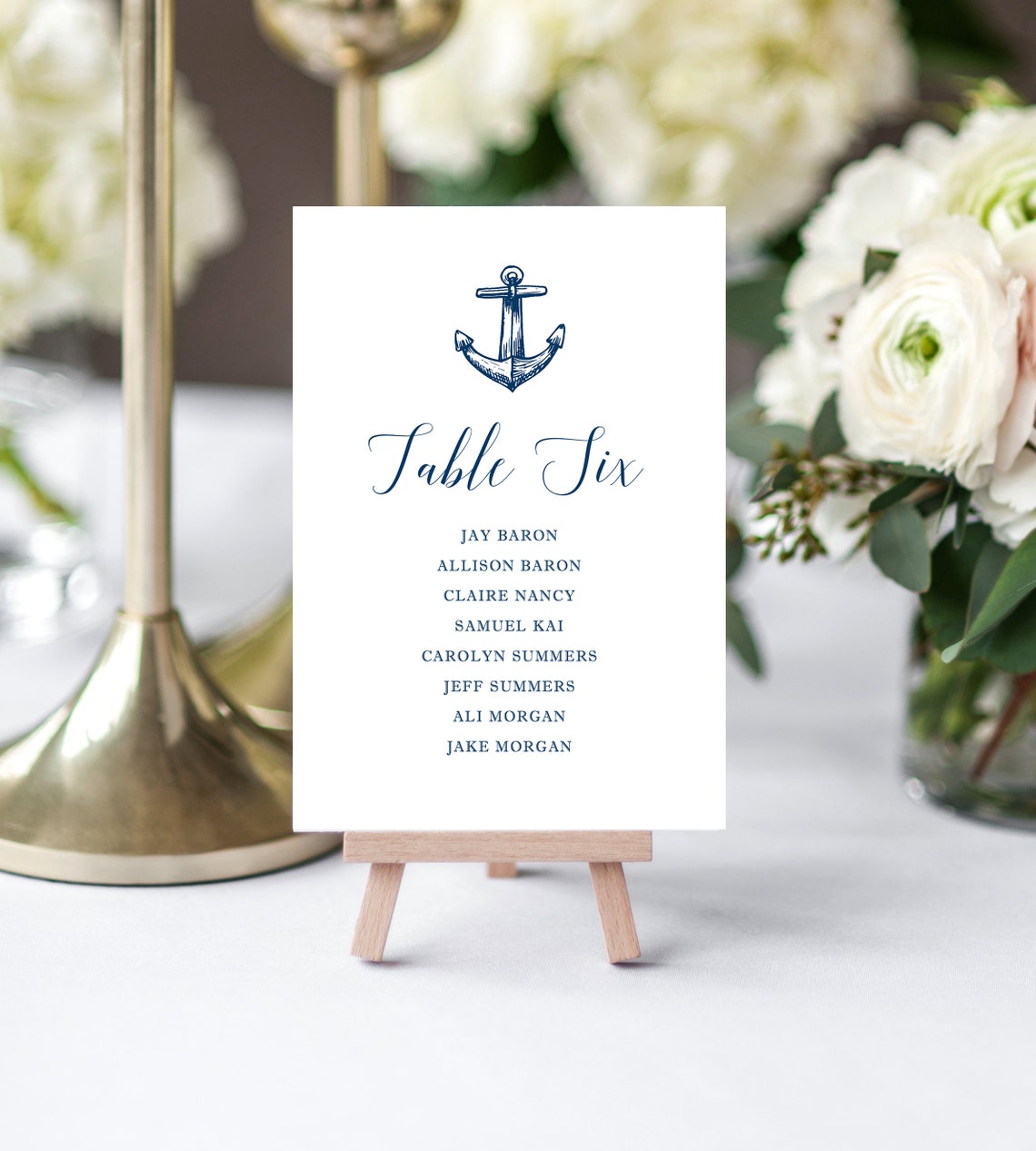 Nautical Wedding Table Numbers Sign Blue Anchor Editable - Etsy
