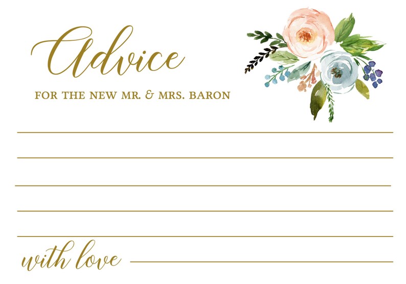 Advice and Well Wishes Sign and Card - Colorful Watercolor Flowers ...