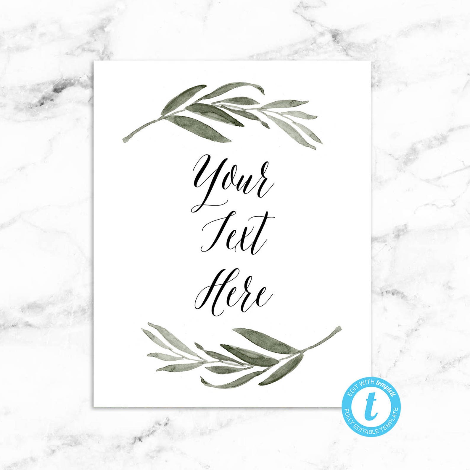 Greenery Custom Text Wedding Sign Printable Download Green | Etsy