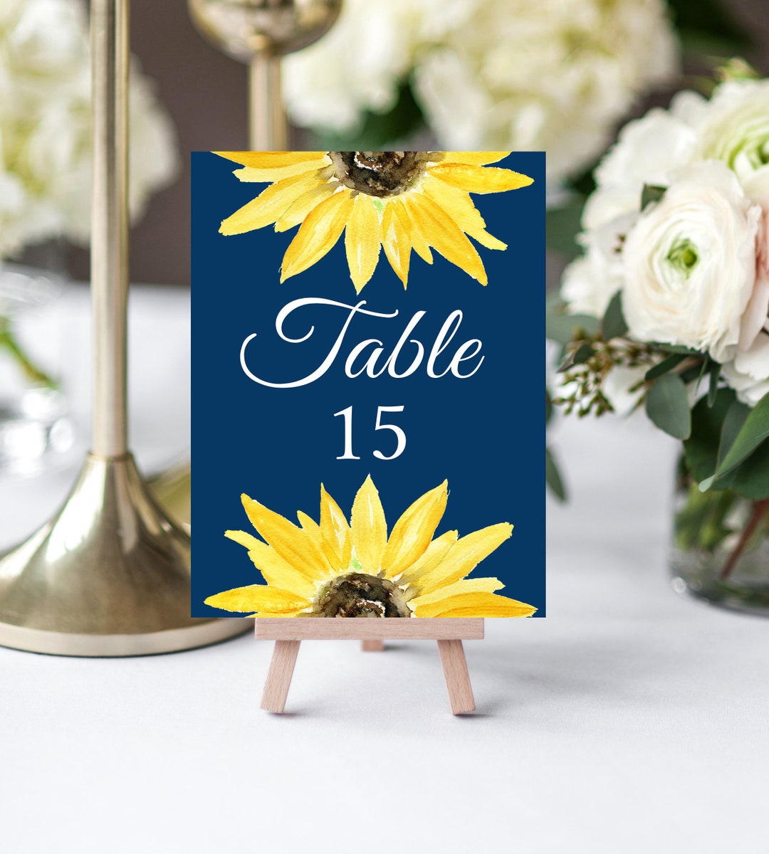 Sunflower Wedding Table Numbers Sign - Sunflower - Editable Template ...