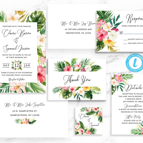 Tropical Wedding Invitations - Etsy