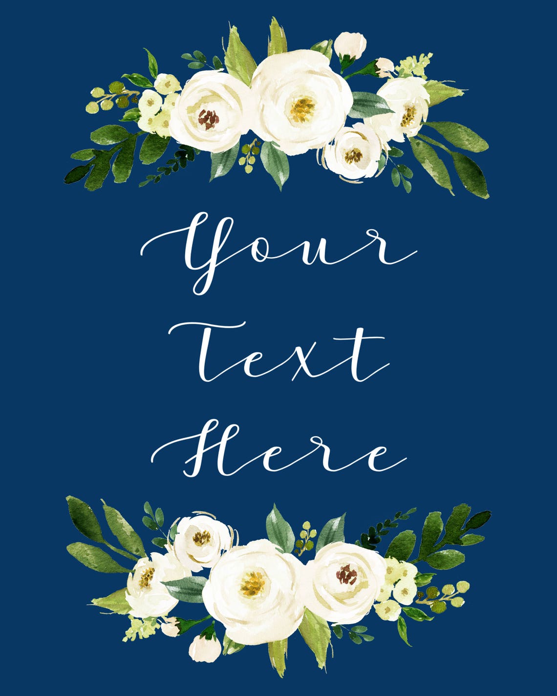 Custom Text Wedding Sign Printable Download White Flower - Etsy